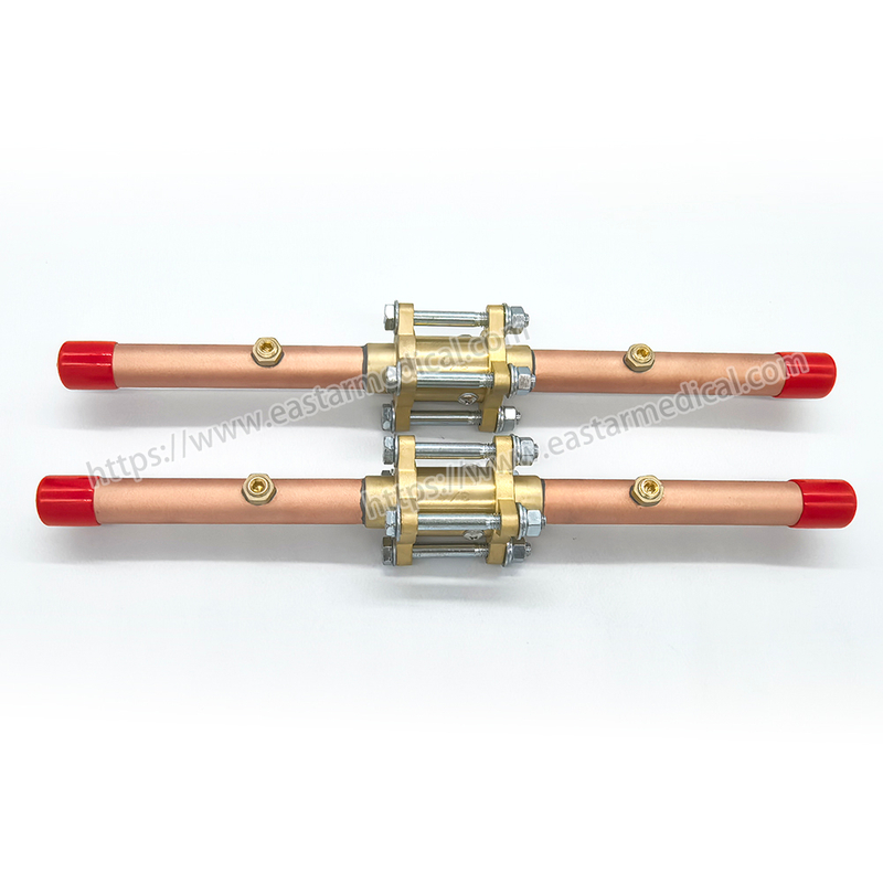 3-Piece Medical Gas Check Valve with Extensions & Two Gauge Ports